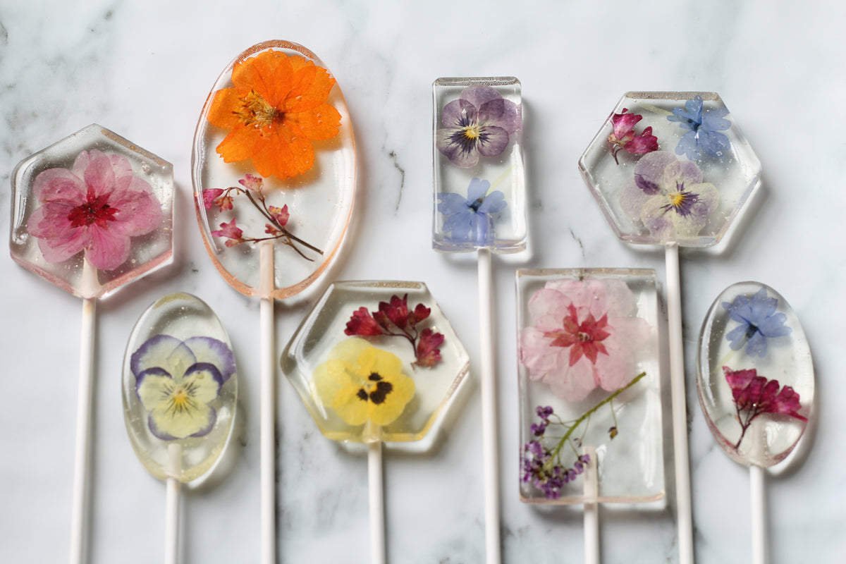 Assorted Shapes - Pressed Flower Lollipops 8 per Order – sweetniks